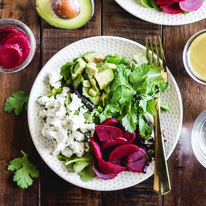 Avocado, Beet & Goat Cheese Salad (with simple vinaigrette) - All the ...